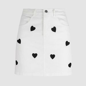 Cider | Skirts | Cider Heart Pattern White Denim Skirt | Poshmark
